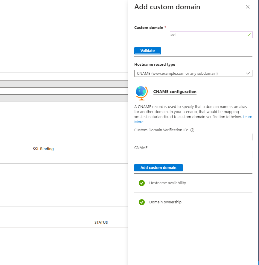 Can't add custom domain to App Service ending with Top Level Domain '.ad' - Microsoft Q&A