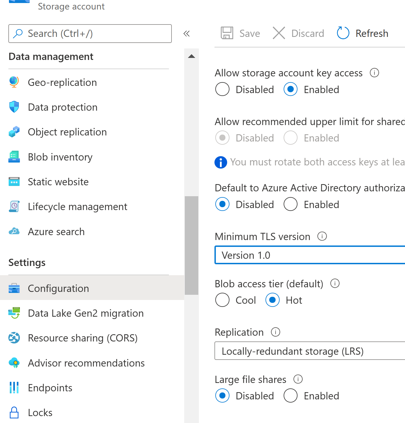 Cloud Share Witness - The TLS version of the connection is not permitted on this storage account ...