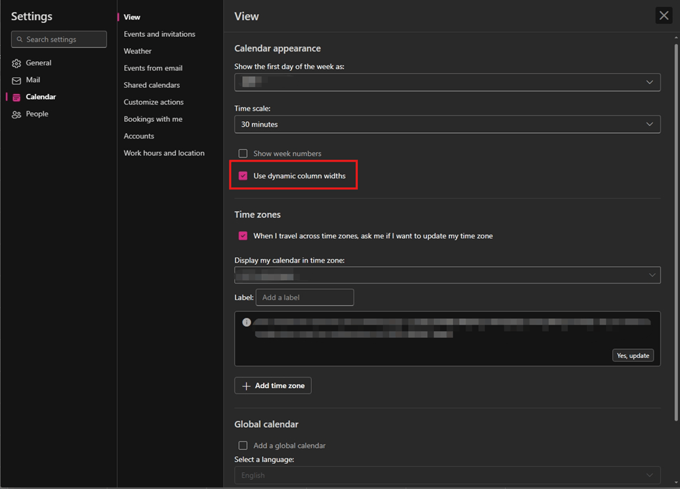 Week view not symmetrical - Microsoft Q&A