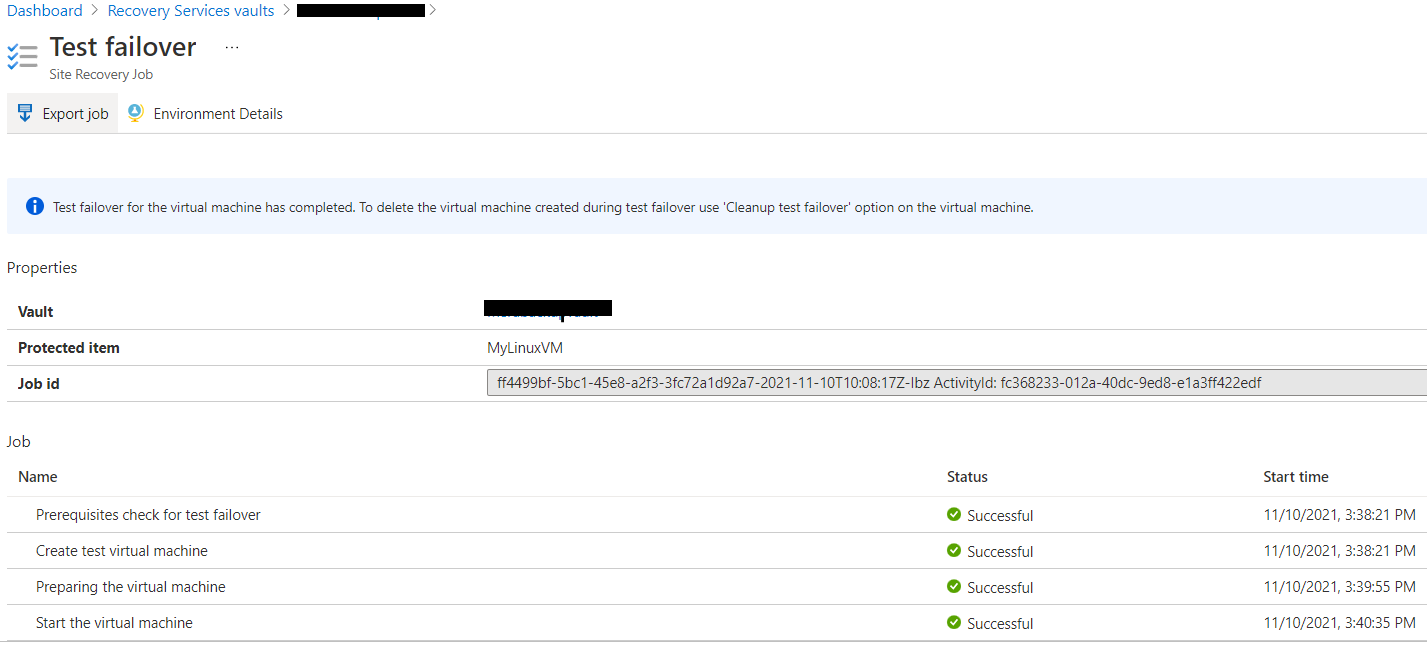 Azure Site Recovery Failover Test - Microsoft Q&A