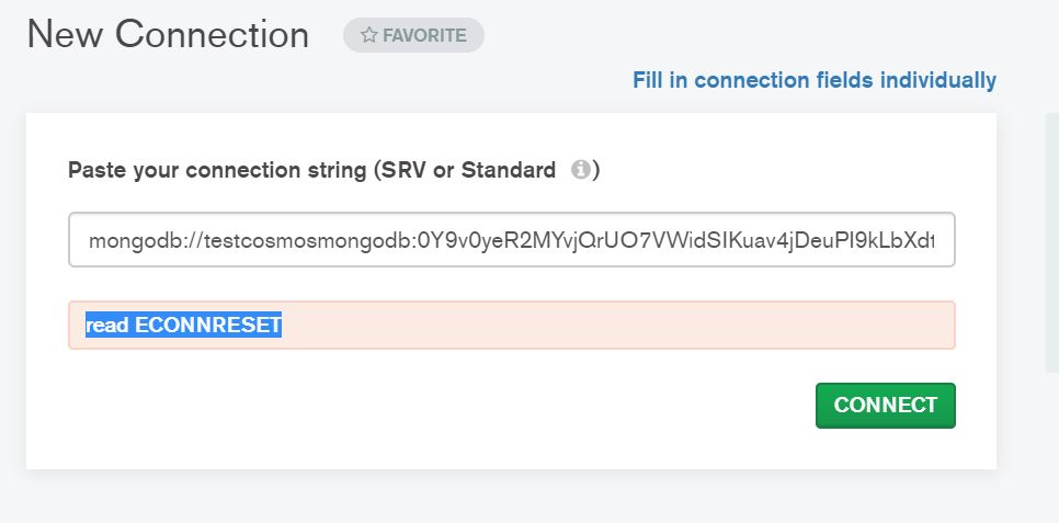 Unable to connect to cosmos mongo api with mongo compass - Microsoft Q&A Unable to connect to cosmos mongo api with mongo compass - Microsoft Q&A