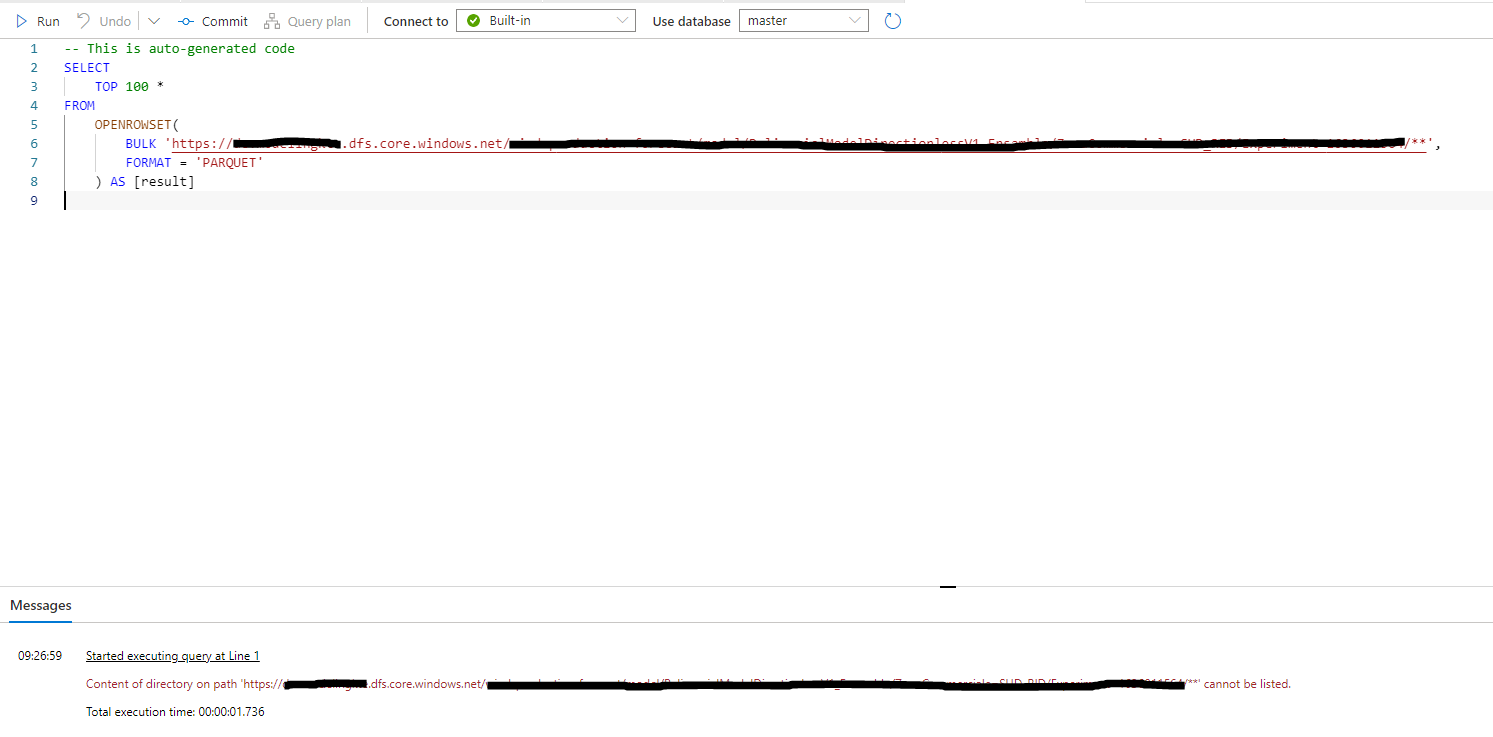 Synapse sql serveless pool stop to be able to list Directory Content ...