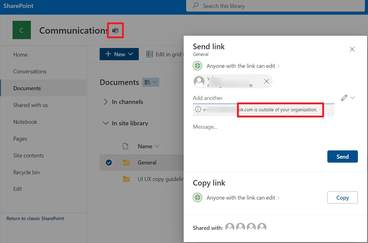 SharePoint - Unable to Share Files and Folder - Microsoft Q&A