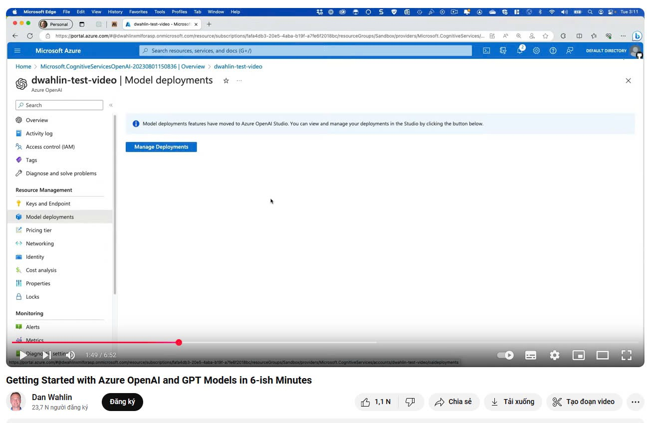 Inquiry About Missing "Model Deployment" Option in Azure Portal - Microsoft Q&A