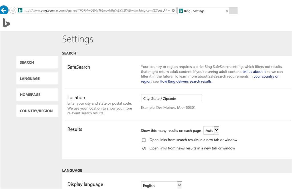 Unable to find Safe Search filter on Bing Settings - Microsoft Q&A