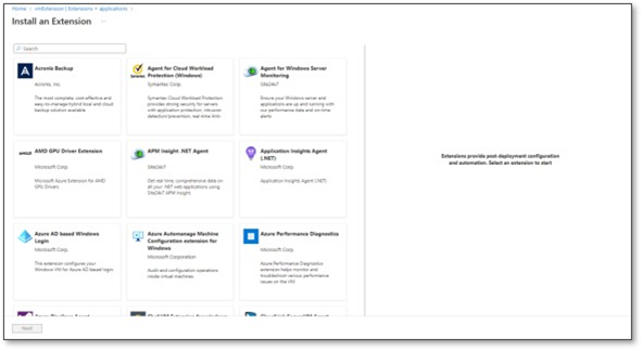 How can I add my own implemented extension to the available extension list of the Azure virtual ...