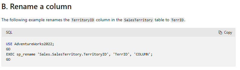 When I am changing the column name from Existing column name it doesn't ...