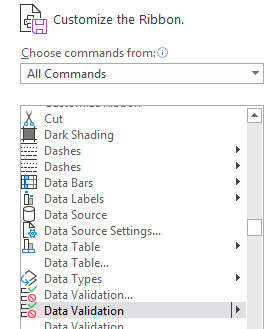 Excel Office 365 - no data validation available on ribbon - Microsoft Q&A
