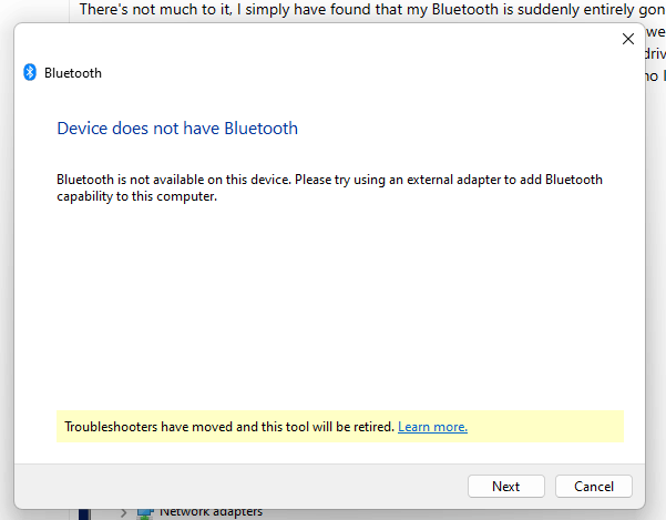 My Windows 11 Desktop Suddenly is Missing Bluetooth - Microsoft Q&A