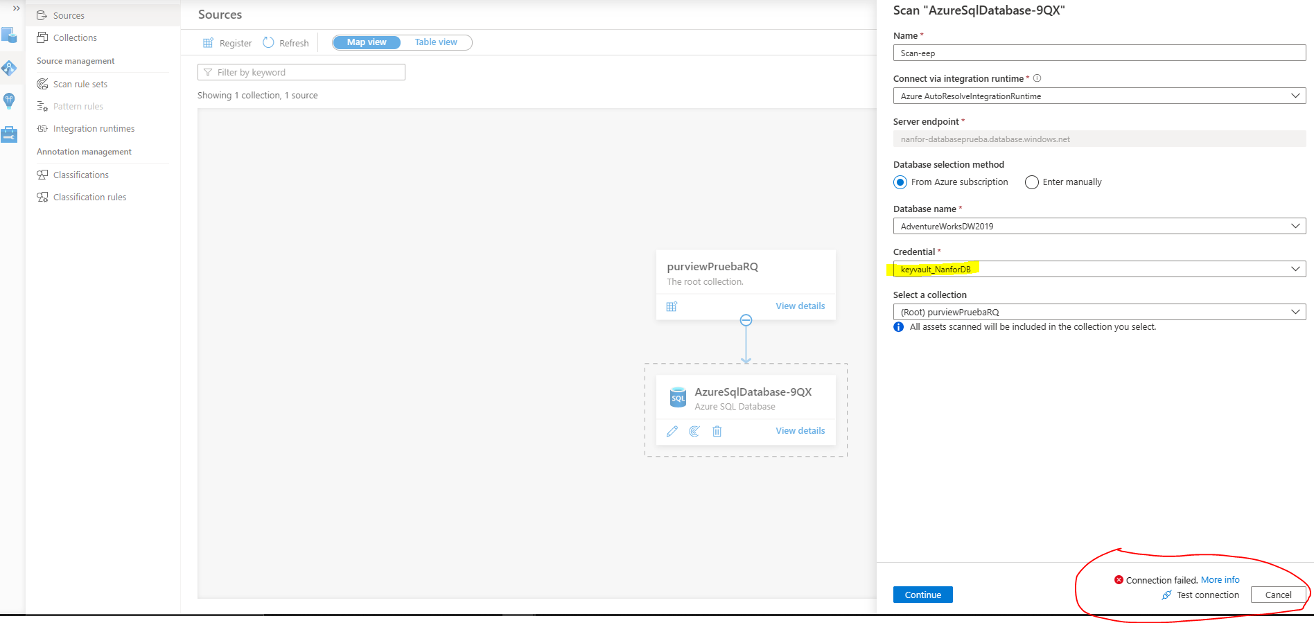 Problem connection to keyvault from purview - Microsoft Q&A