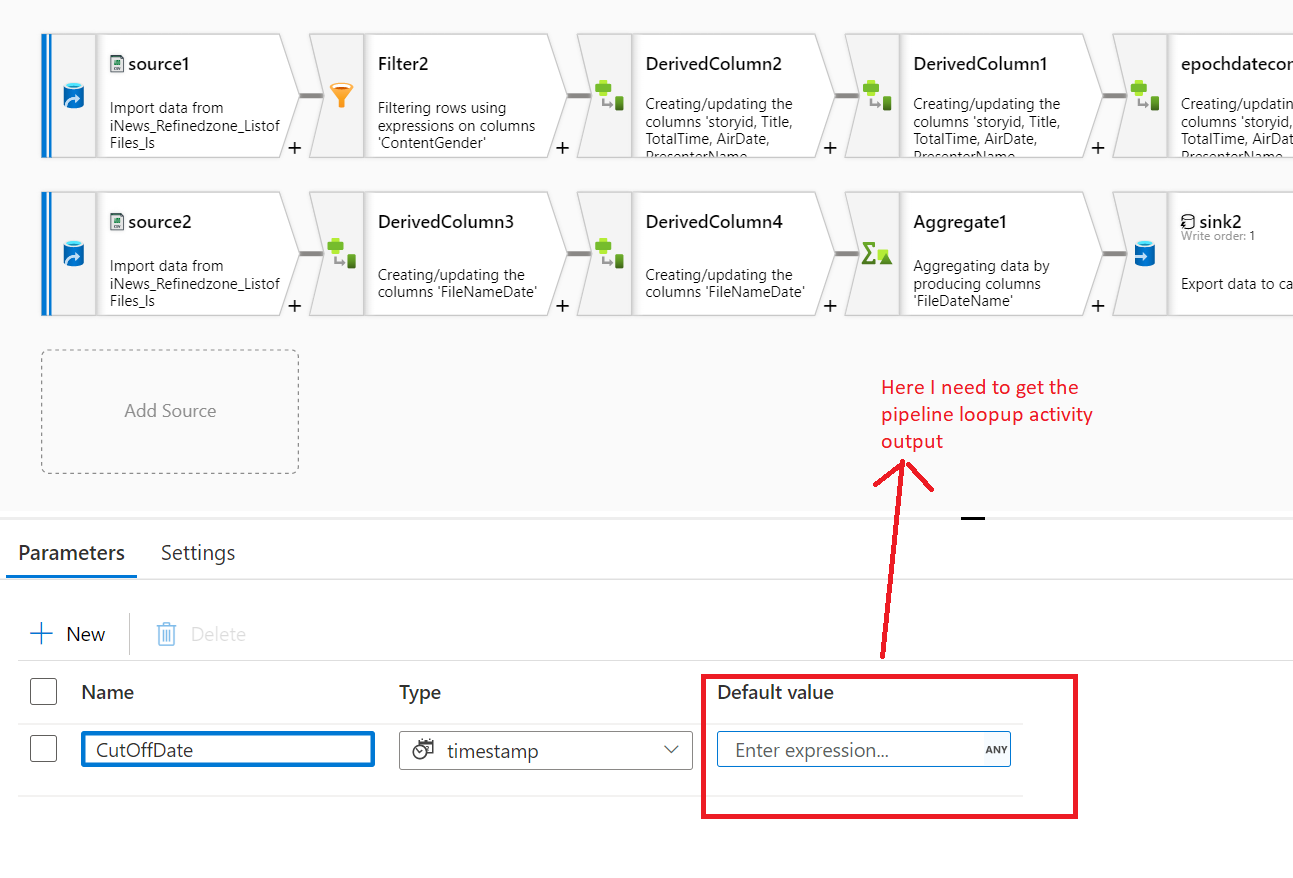 Need to pass watermark table value as a parameter in data flow ... Need to pass watermark table value as a parameter in data flow ...