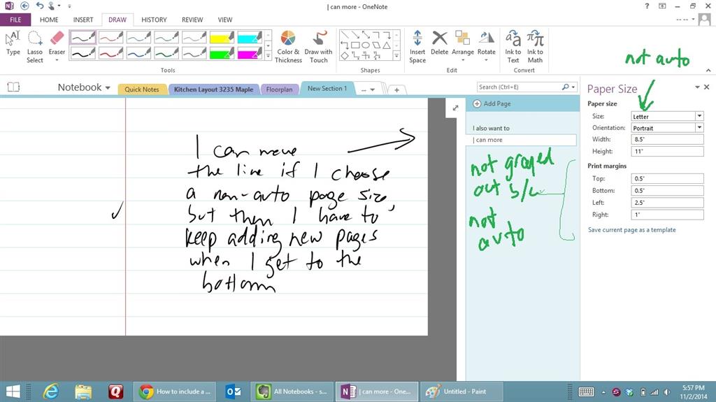 In OneNote 2013, Ruled Lines, is it possible to move the red vertical ...