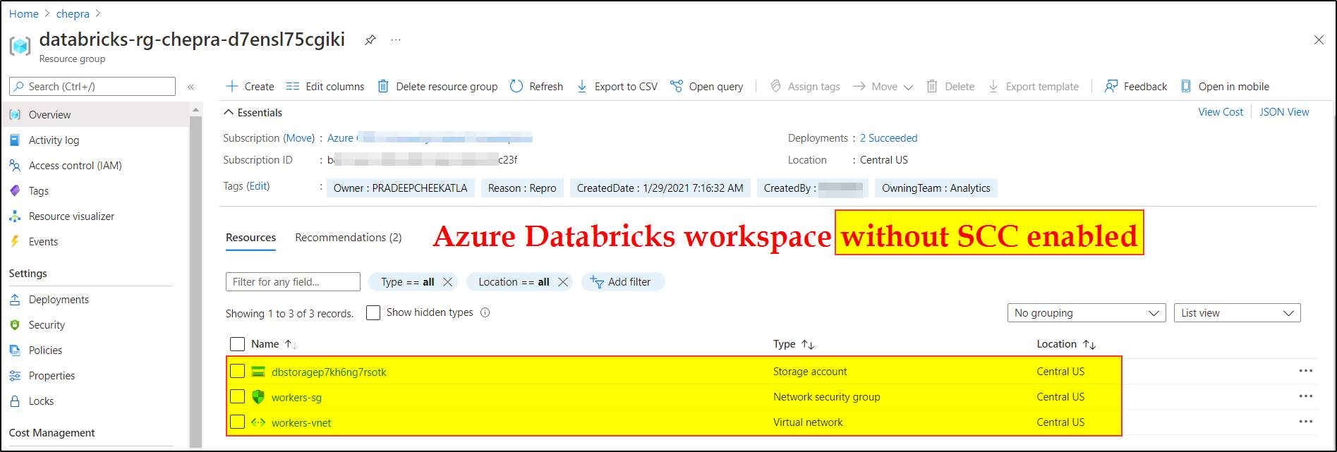 Azure databricks SCC - Microsoft Q&A