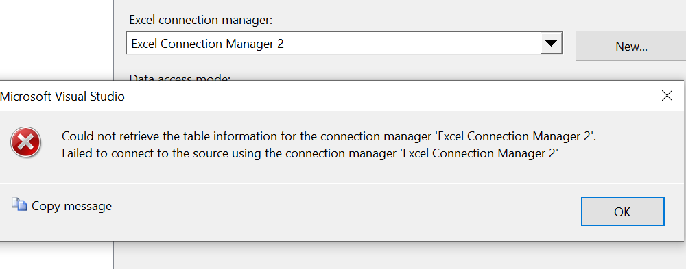 Ssis Connect With Excel Xlsx Returns Error Microsoft Qanda