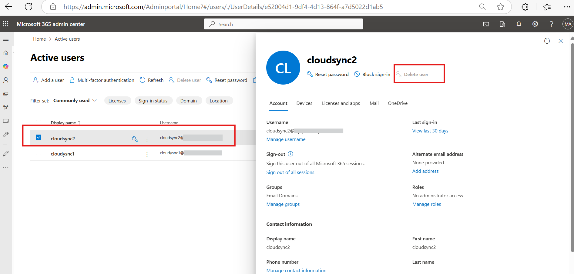 Azure AD Connect and Admin Center sync. - Microsoft Q&A