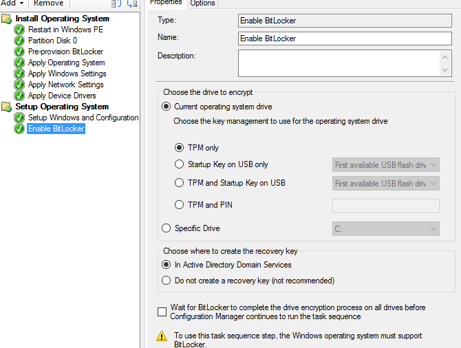 Enable Bitlocker Task Sequence Missing Microsoft Qanda