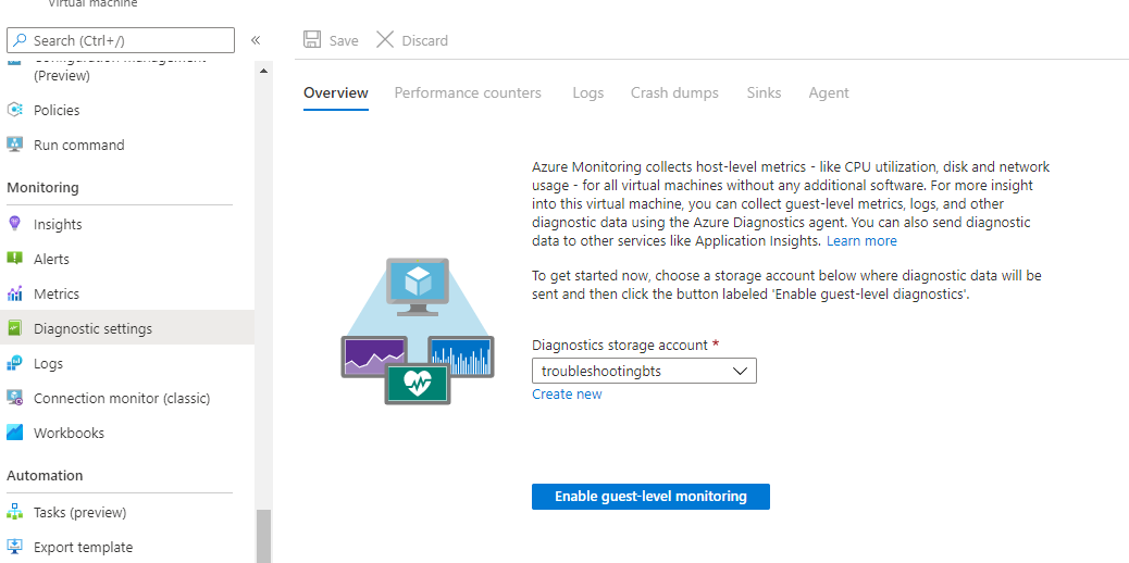 Automate Enable guest-level monitoring on VM - Microsoft Q&A