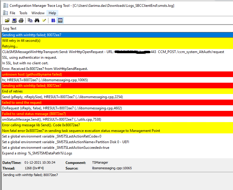 Facing Issue "Sending with winhttp failed; 80072f8f. retrying" while performing OSD. - Microsoft Q&A