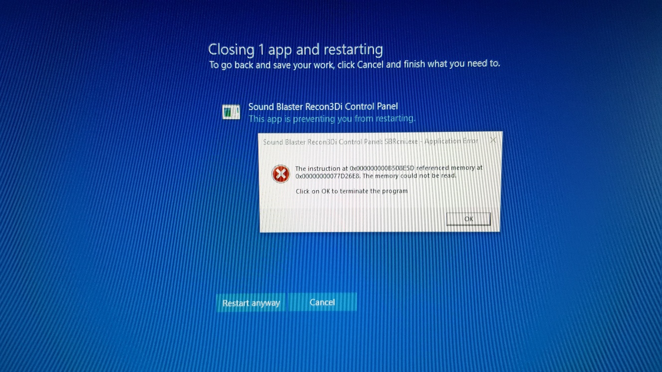 "The memory could not be read" Error - Microsoft Q&A