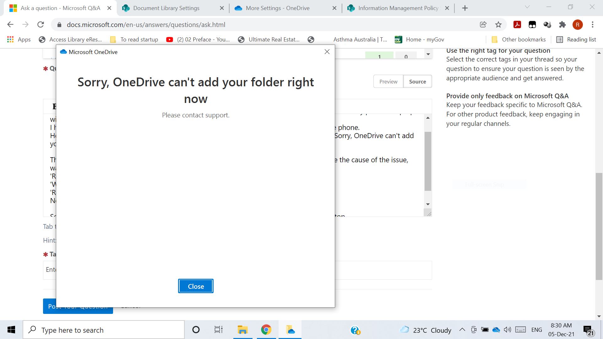 Sorry Onedrive Cant Add Your Folder Right Now Microsoft Qanda