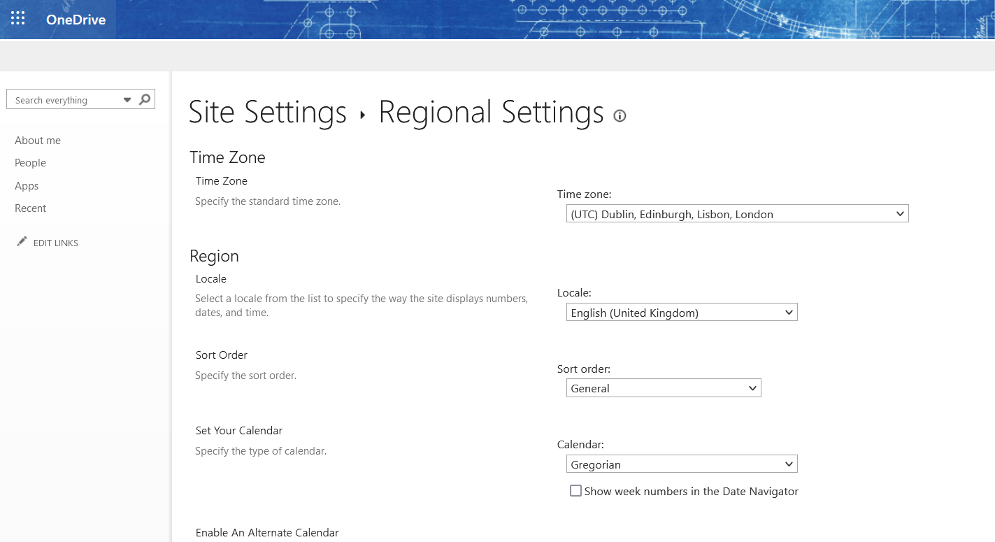 Onedrive regional settings - Microsoft Q&A