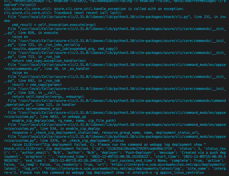 Az Webapp Up Zip Deployment Fail Microsoft Qanda