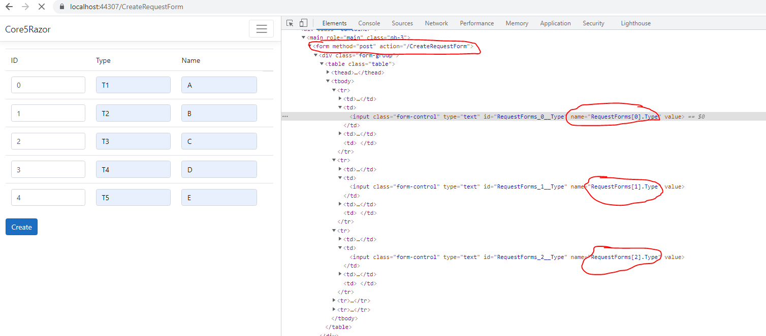 Dynamically genarated field in razor pages throwing exception - Microsoft Q&A