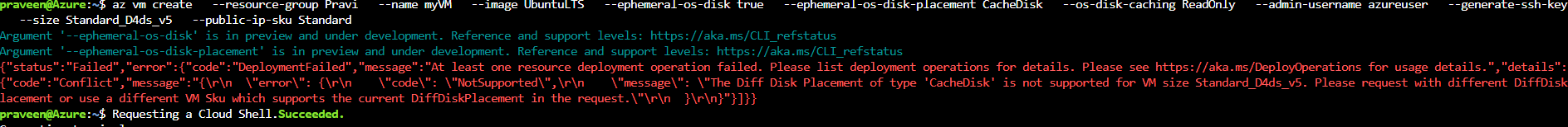 Ephemeral OS disk support for series Ddsv5 - Microsoft Q&A