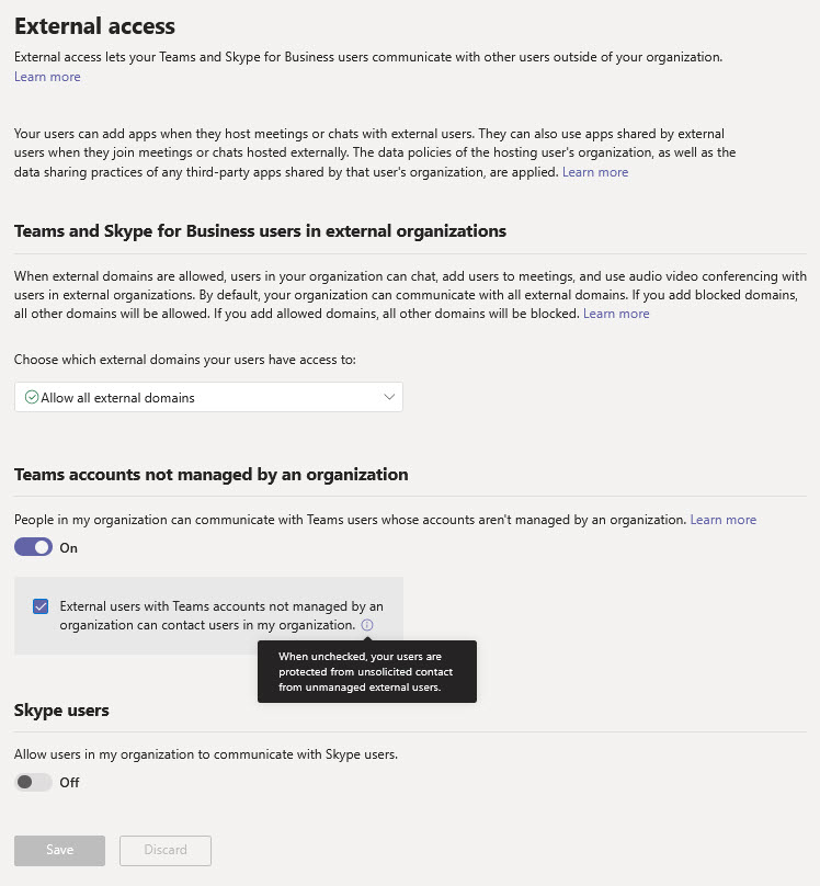 Teams External chat: We can't set up the conversation because your ...