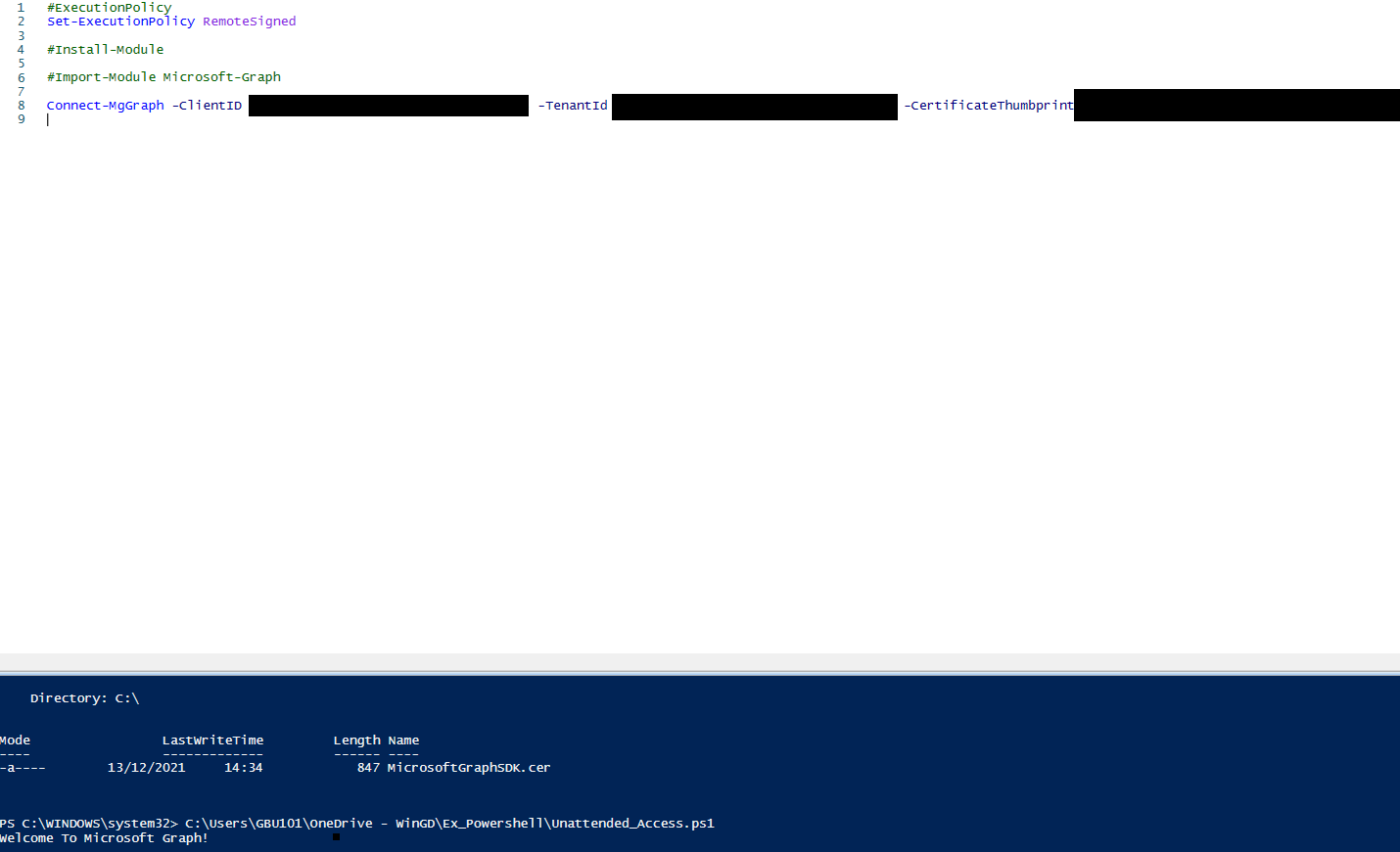 Unattended Login Over Powershell Script To Azure Ad Without Adding The 5415