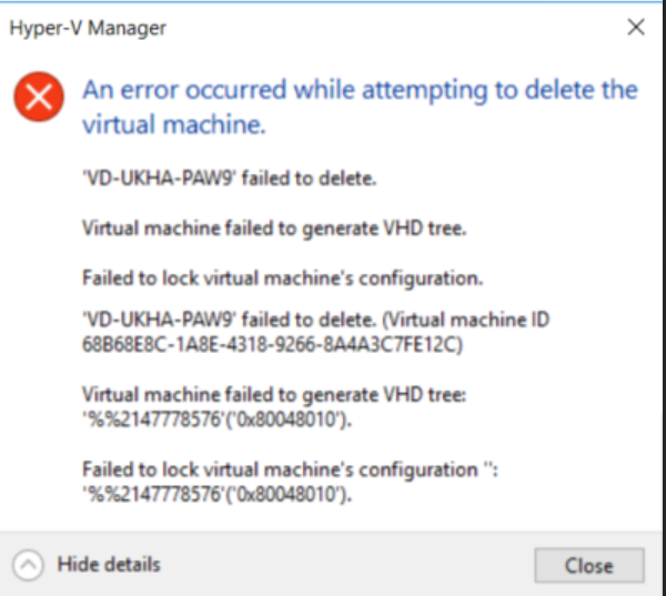 Unable to delete a ghost vm in hyper-v cluster. - Microsoft Q&A