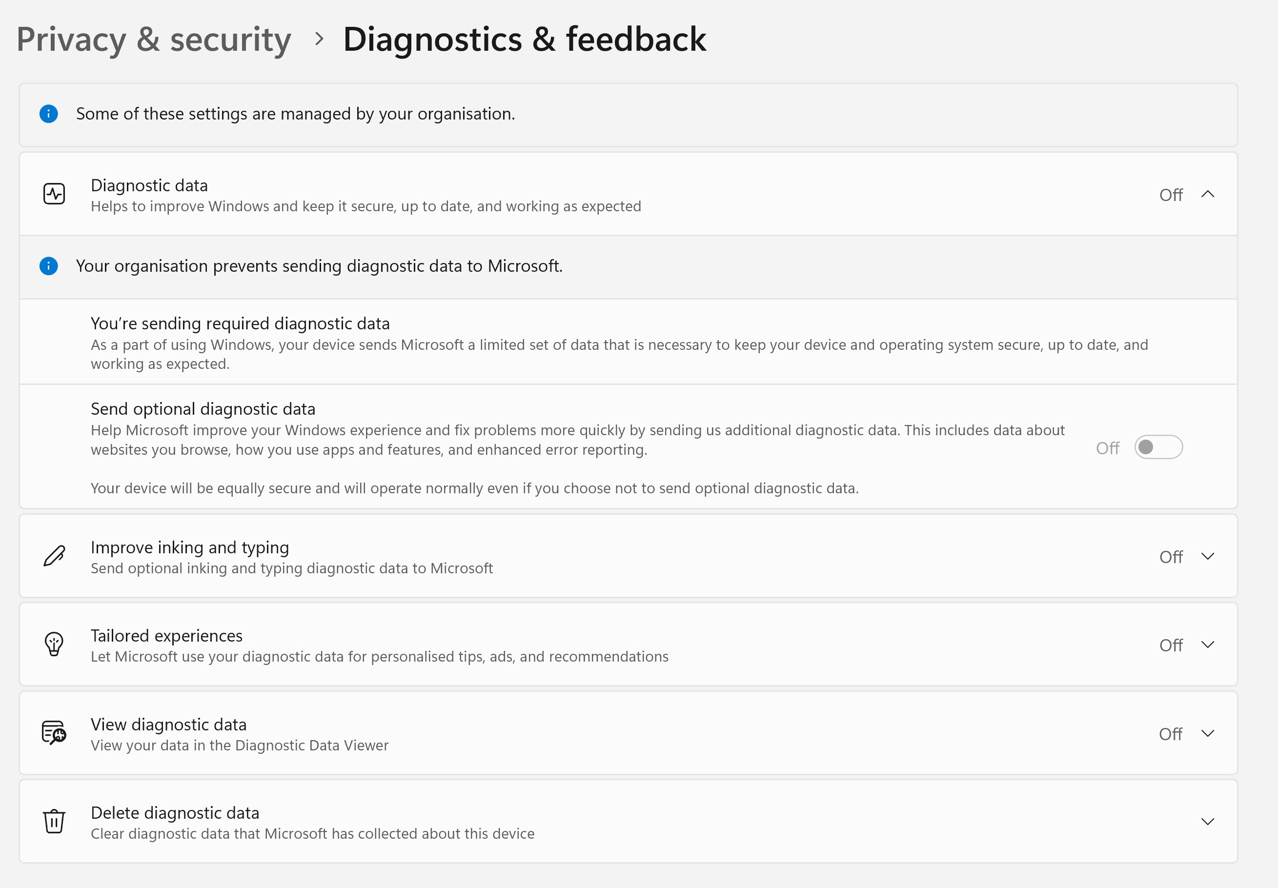 "Some of these settings are managed by your organization" - for a ...