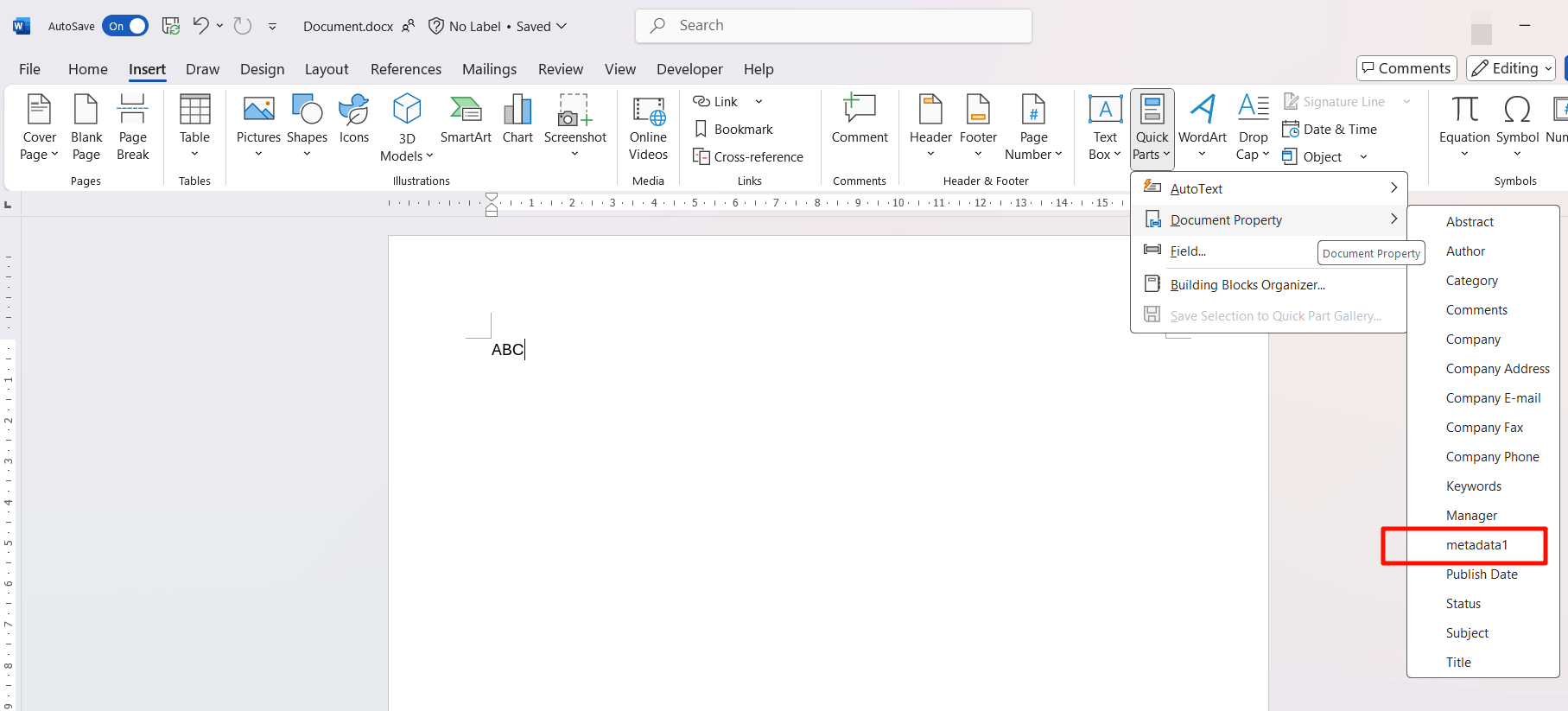 use own metadata in a word document - Microsoft Q&A