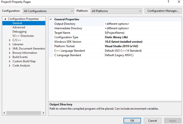 Linker option not available when trying to add addional libraries in visual studio 2019 ...