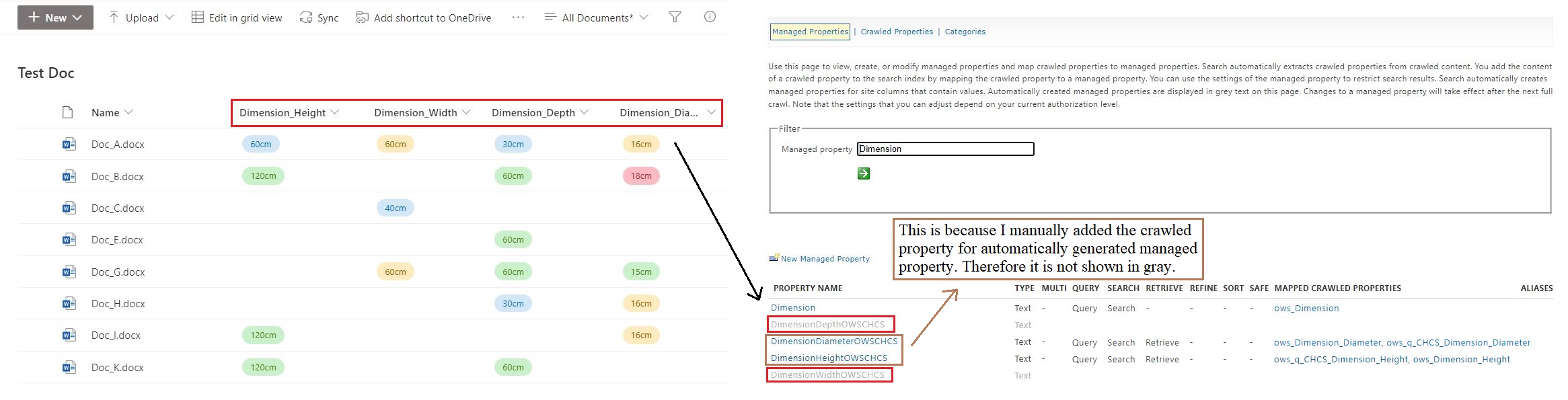 Managed Properties for our site columns are not mapped to any crawl property - Microsoft Q&A