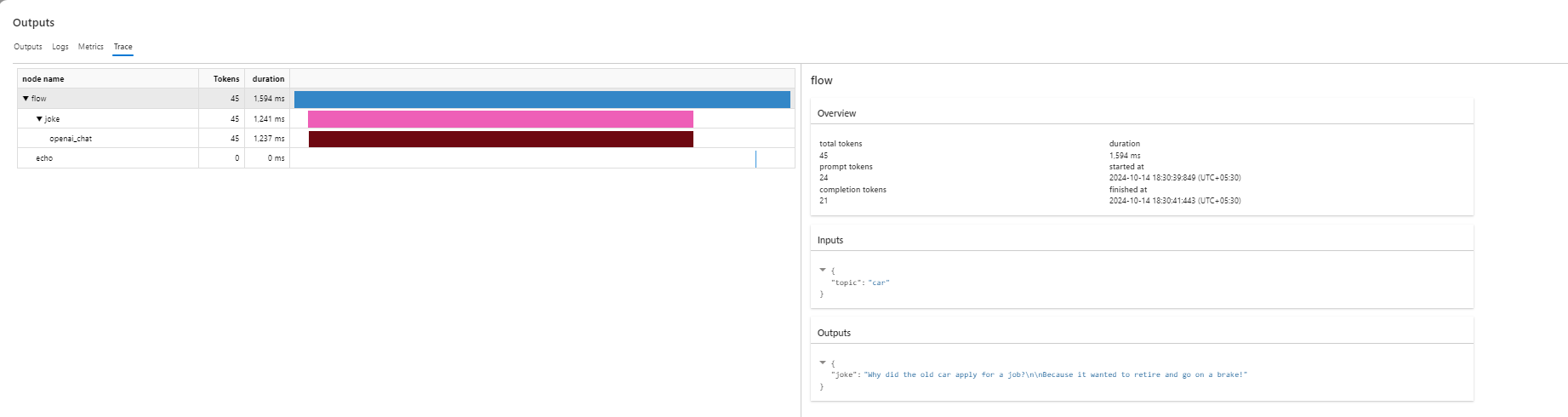 AI Studio: no more token usage statistics in prompt flow trace ...