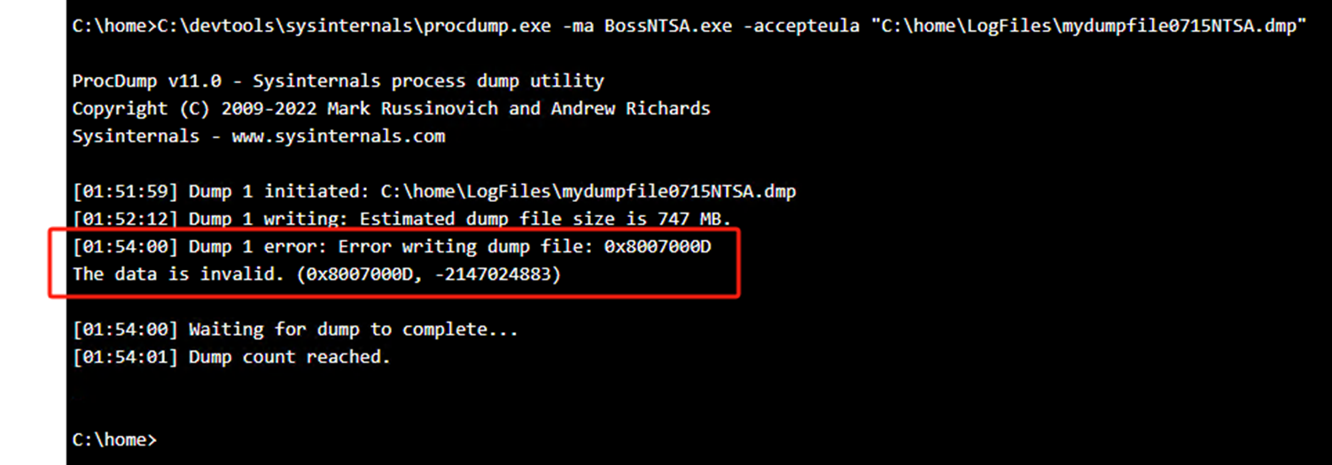Is there a size limit for the dump files generated by Process Explorer ...