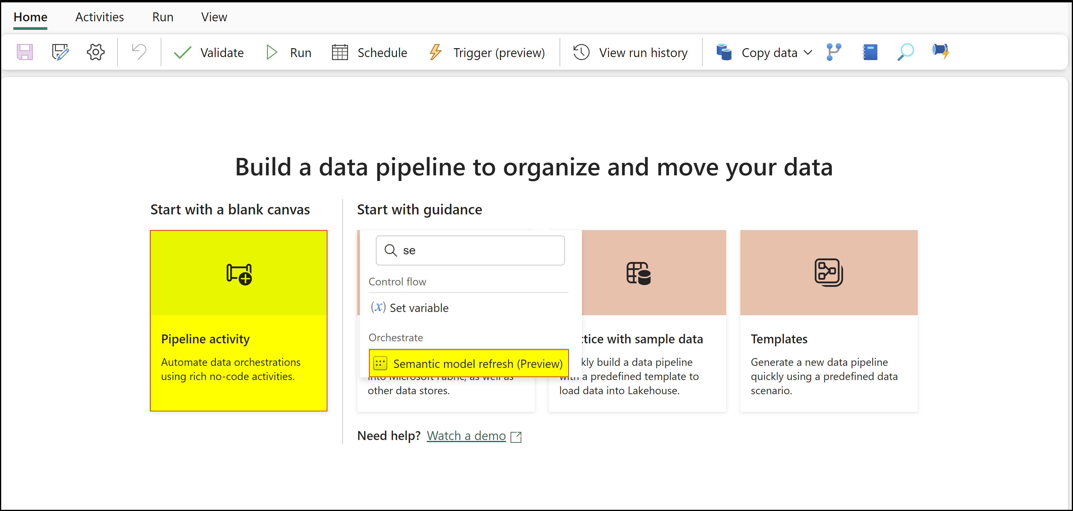 I have enabled ADF Studio preview feature - but I cannot see the Preview Semantic Model Refresh ...
