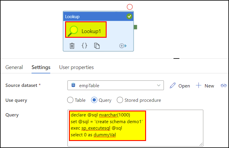 Adf Lookup Query Create Schema And Select Microsoft Qanda