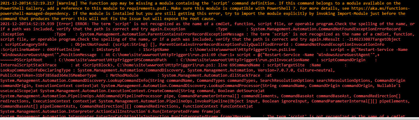 Invoke Azvmruncommand In Azure Functions Microsoft Qanda