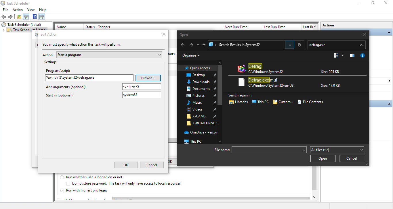 How to get Windows 10-21H2 to task schedule basic task to defragment ...