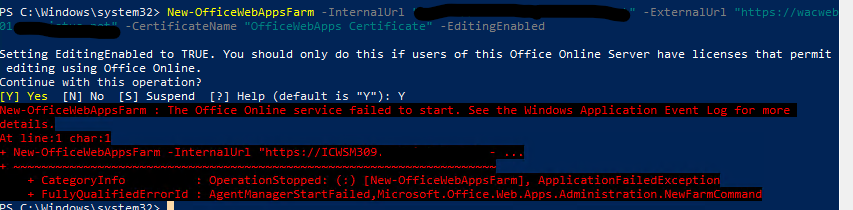 Error creating a new OOS farm on windows server 2019 - Microsoft Q&A