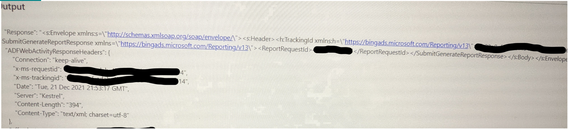 Retreiving Xml Tab Value From Json Response Object In Azure Data Factory Web Activity