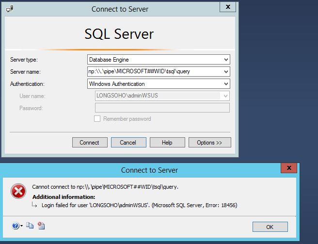 Cannot Logon to WSUS WID database ... Corrupted? - Microsoft Q&A