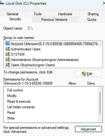 Do All Unknown accounts on windows 11 have the same process name ...