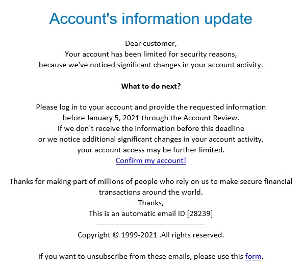 Your account access is temporarily limited! Phishing scam?? - Microsoft Q&A
