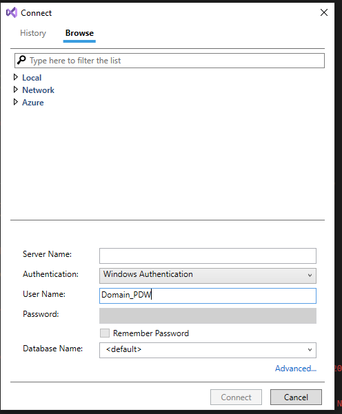 Getting error "'CONNECTIONPROPERTY' is not a recognized built-in function name." when connecting ...