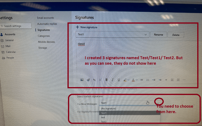 multiple signatures in outlook (new) - Microsoft Q&A