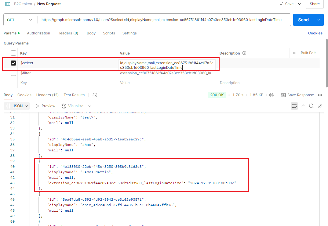 Issue Filtering Azure AD B2C Users by DateTime Custom Attribute using Microsoft Graph Java SDK ...