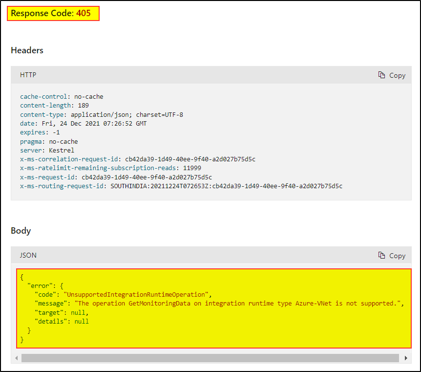 Integration runtime monitor API is returning 405 - Microsoft Q&A Integration runtime monitor API is returning 405 - Microsoft Q&A